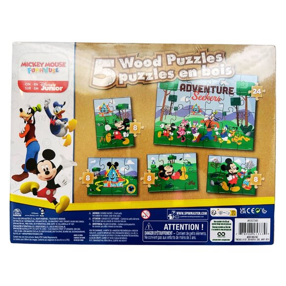 Toys | Mickey Mouse Adventure Seekers 5 Wood Puzzles In Storage Box ...